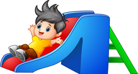 Cartoon kids sliding down Royalty Free Vector Image