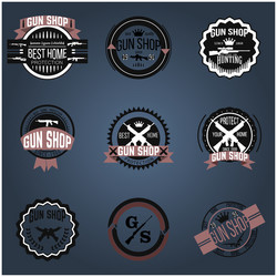 Gun shop logotypes and badges set Royalty Free Vector Image