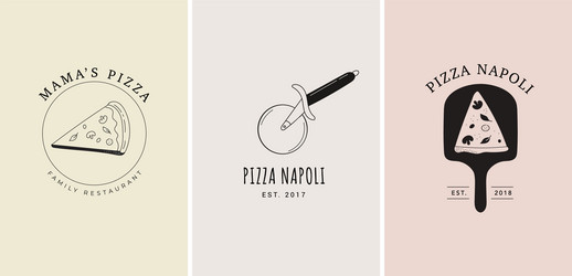 Pizza logo with pizzeria oven shovel on black Vector Image