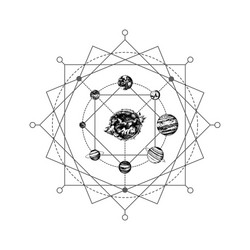 Solar system sacred geometry Royalty Free Vector Image