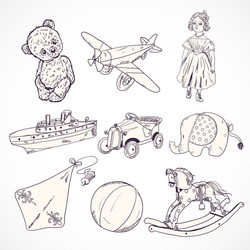 Toys sketch set poster Royalty Free Vector Image