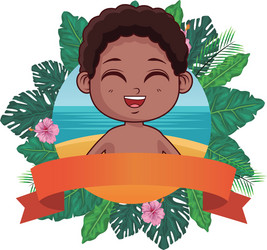 Boy in summer cartoon Royalty Free Vector Image