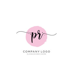 Initial pr handwriting logo with watercolor Vector Image
