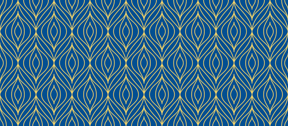 Retro art deco blue and gold seamless pattern Vector Image