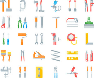 Construction tool in hands collection Royalty Free Vector