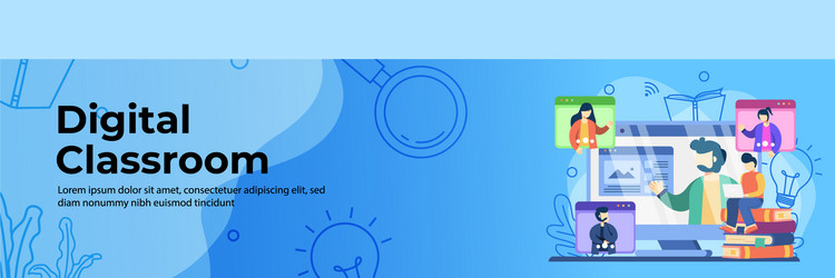 Digital classroom web banner design student Vector Image