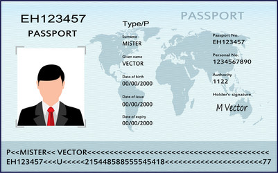 Passport sample data personal page female Vector Image
