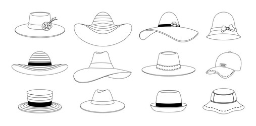 Classic spring hats fedora cloche and trilby Vector Image