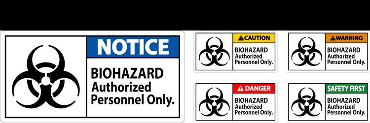 Danger label biohazard authorized personnel only Vector Image