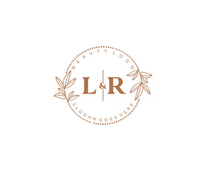 Initial lr letters beautiful floral feminine Vector Image
