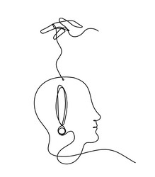 Man silhouette profile with hand as line drawing Vector Image