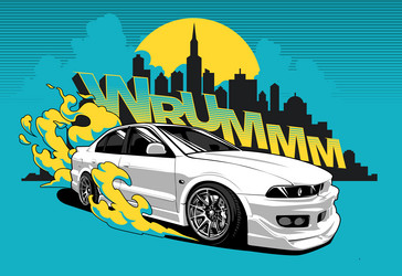 Poster design with drift car Royalty Free Vector Image