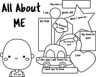 All about me writing prompt for kids blank Vector Image