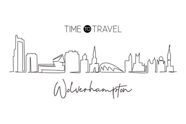 Single continuous line drawing wolverhampton city Vector Image