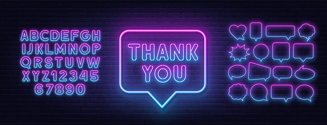 Thank you neon sign on brick wall background Vector Image