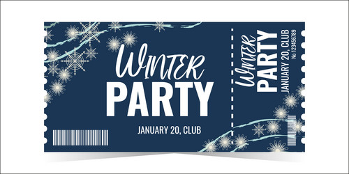 Winter party ticket Royalty Free Vector Image - VectorStock
