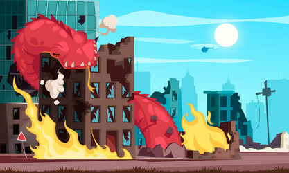 Monster attacking city Royalty Free Vector Image