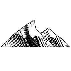 Scratchboard engraving of mountains with white Vector Image