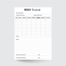 Employee time sheet Royalty Free Vector Image - VectorStock
