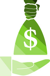 Hand holding money icon Royalty Free Vector Image