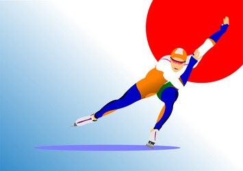 Speed skating runner 3d hand drawn Royalty Free Vector Image