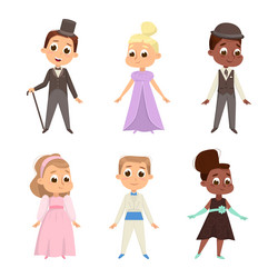Cute children dressed in elegant clothes standing Vector Image