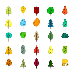 Colored hand drawn tree icons Royalty Free Vector Image