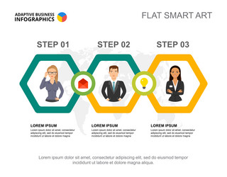 Three partners process chart template Royalty Free Vector