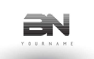 Bn black and white horizontal stripes letter logo Vector Image