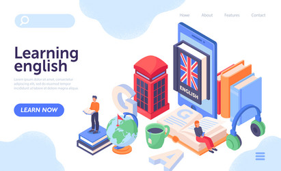 People learning english isometric Royalty Free Vector Image
