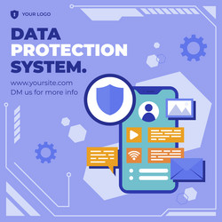 Flat design data privacy posts template Royalty Free Vector