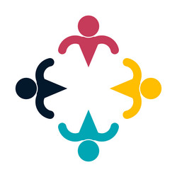 Group four people logo handshake Royalty Free Vector Image