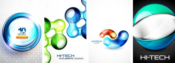 Set of tech bubbles and spheres posters Royalty Free Vector