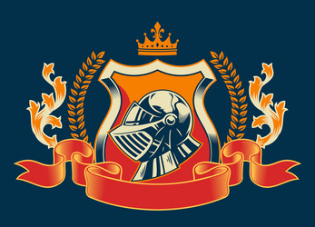 Knight shield and helmet vintage badge logo Vector Image