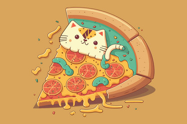 Cat pizza Royalty Free Vector Image - VectorStock
