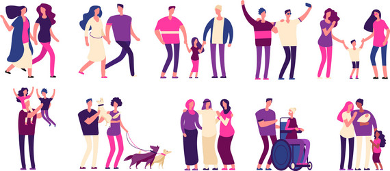 Couple relationship set happy couples boyfriend Vector Image