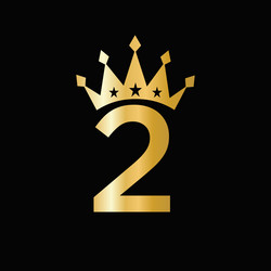 Crown logo on letter 2 luxury symbol Royalty Free Vector