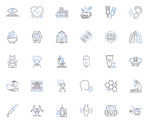 Health and wellness line icons collection Vector Image