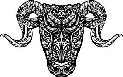 Ram face sketch hand drawn in doodle style Vector Image