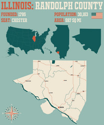 Map of randolph county in illinois Royalty Free Vector Image