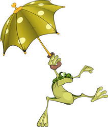 Cute frog cartoon holding umbrella Royalty Free Vector Image
