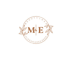 Initial me letters beautiful floral feminine Vector Image