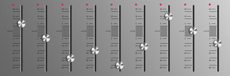 Sound mixer sliders and control knobs Royalty Free Vector