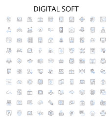 Digital soft outline icons collection Royalty Free Vector