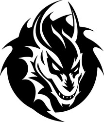 Black and white dragon head Royalty Free Vector Image