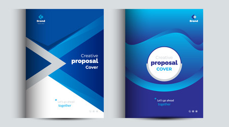 Blue business proposal cover design template Vector Image