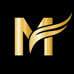 Letter m transportation logo with wing shield Vector Image