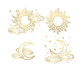 Moon goold mystical logo Royalty Free Vector Image