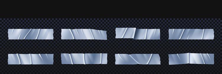 Realistic silver paper duct tape strip set Vector Image