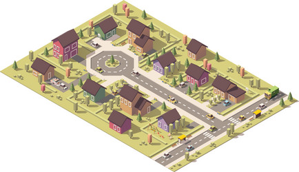Isometric suburb map Royalty Free Vector Image